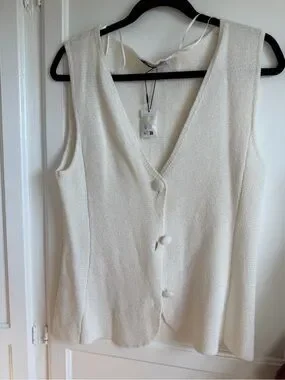 Zara | Tops | Zara Cream Sleeveless Vest Knit Top | Poshmark